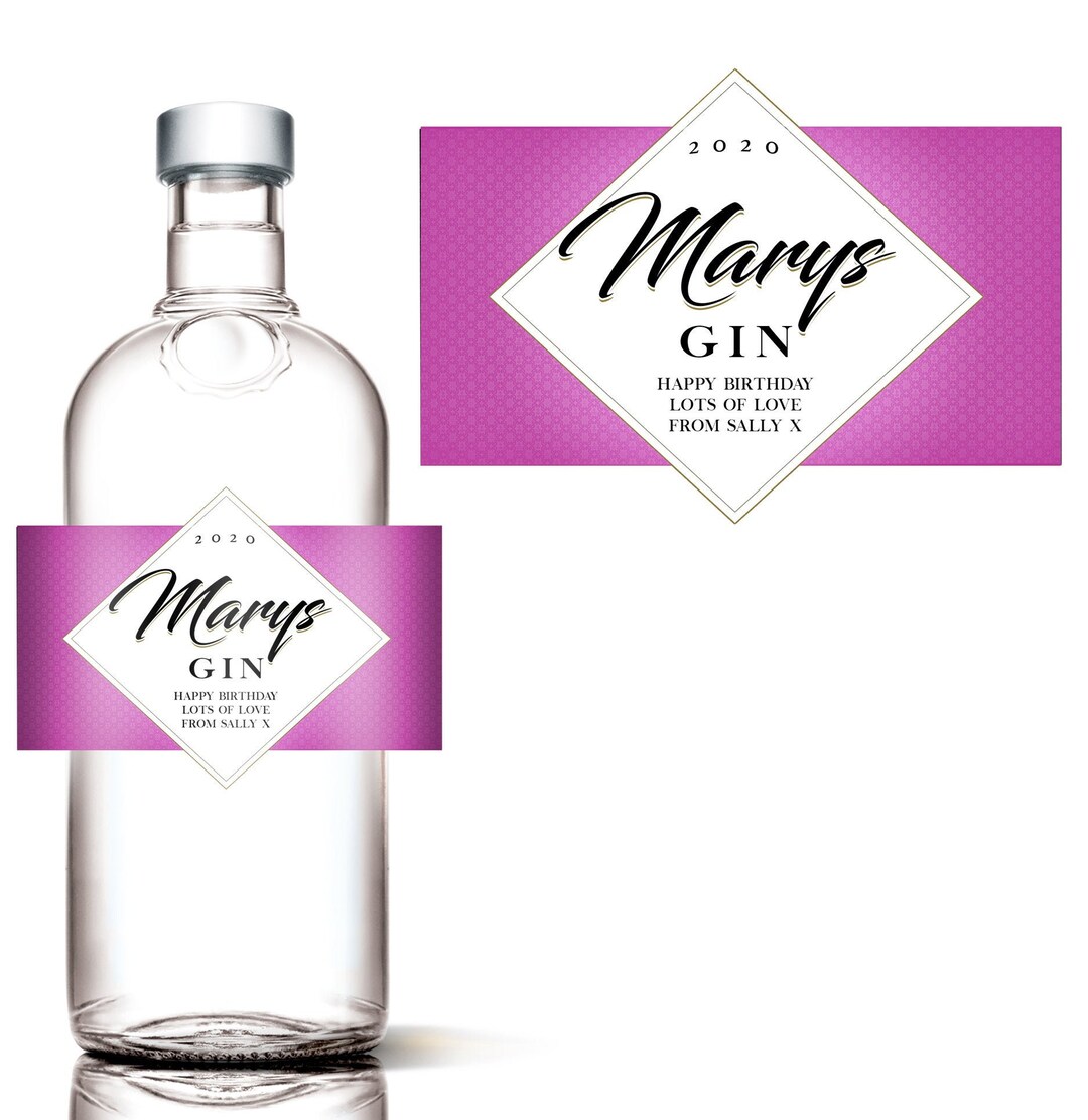 Personalised GIN Bottle Label-ideal Celebration/anniversary/birthday ...