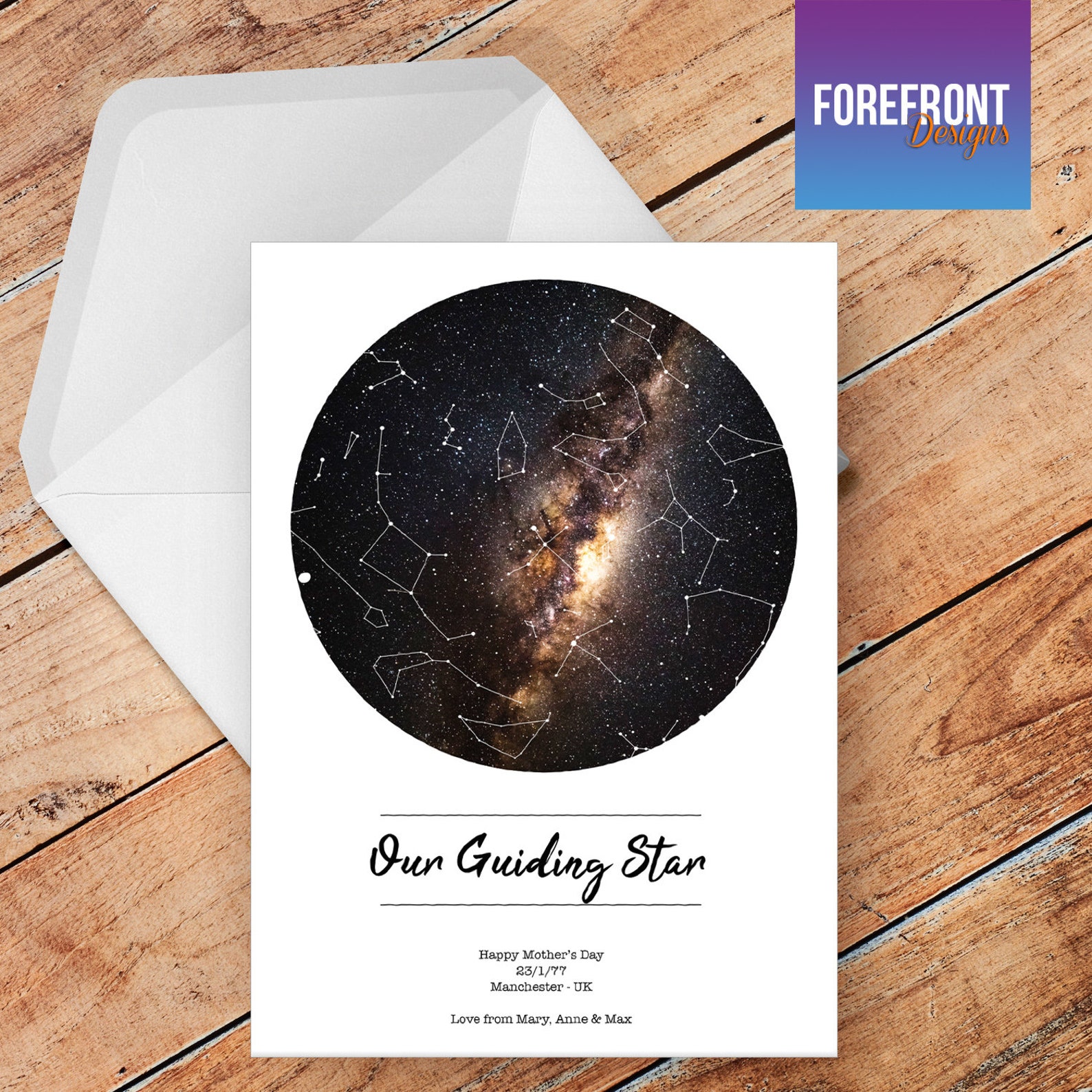 Personalised OUR GUIDING STAR Mother's Day Greeting Card Star Map ...