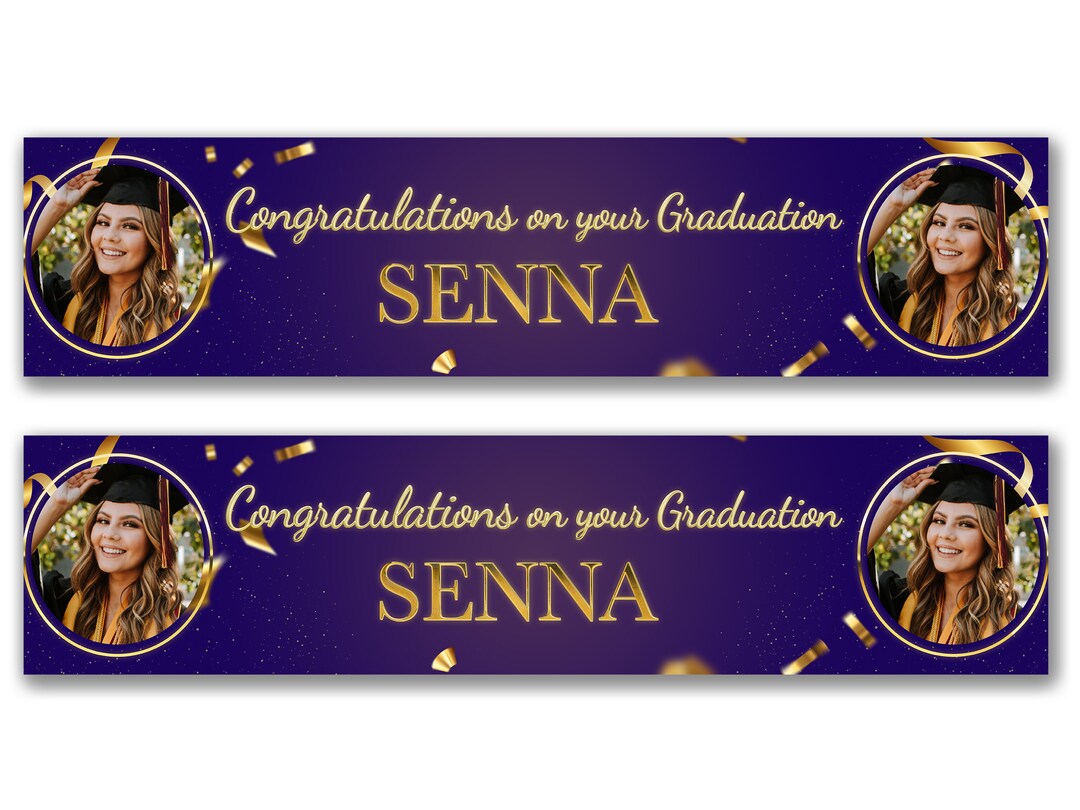 2 X Personalised Graduation Photo Banners - Any Name, Age and Occasion ...