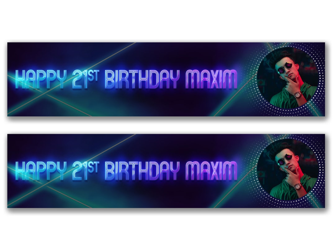 2 X Personalised Birthday Photo Banners - Any Name, Age and Occasion ...