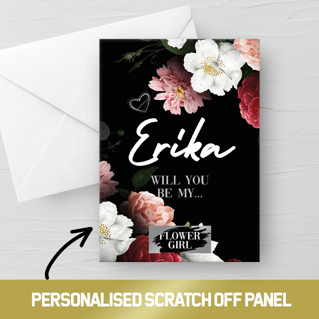 Personalised Will You Be My Flower Girl SCRATCH Offf Greeting Card ...