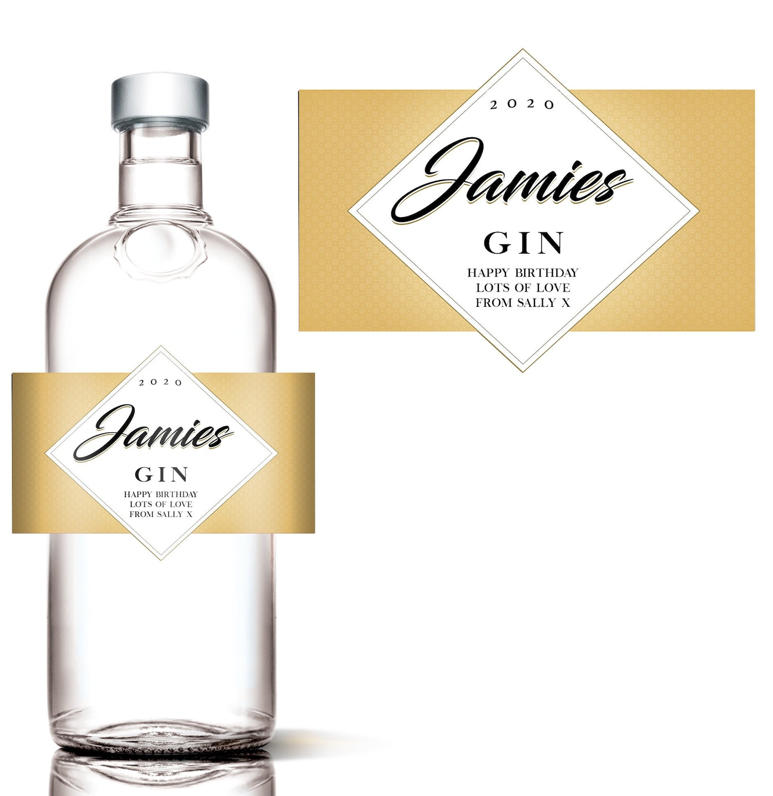 Personalised GIN Bottle Label-ideal Celebration/anniversary/birthday ...