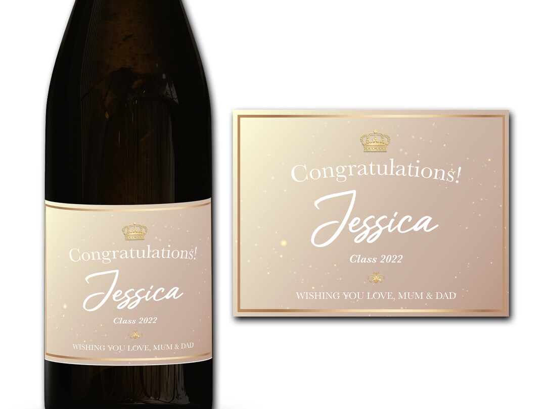 Rótulo de garrafa de champanhe/Prosecco de parabéns personalizado ...