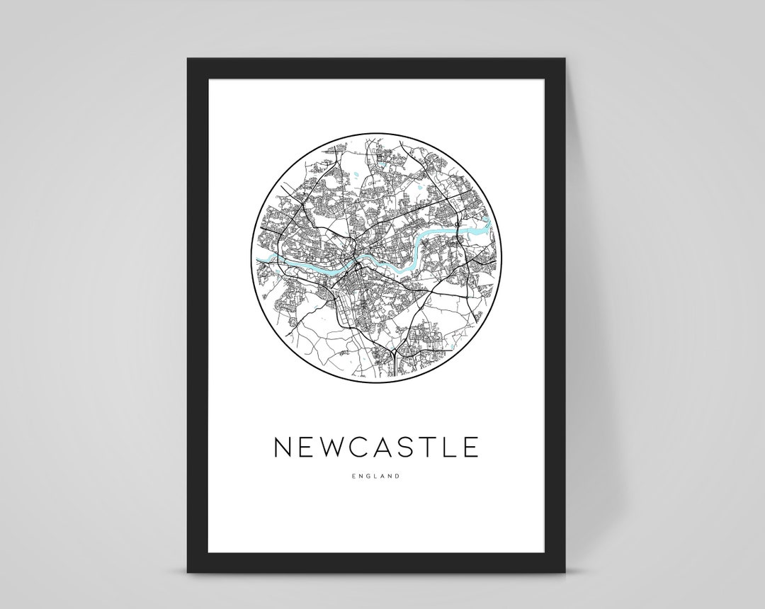 Personalised NEWCASTLE Custom City Map Poster Art -home Decor/wallart ...