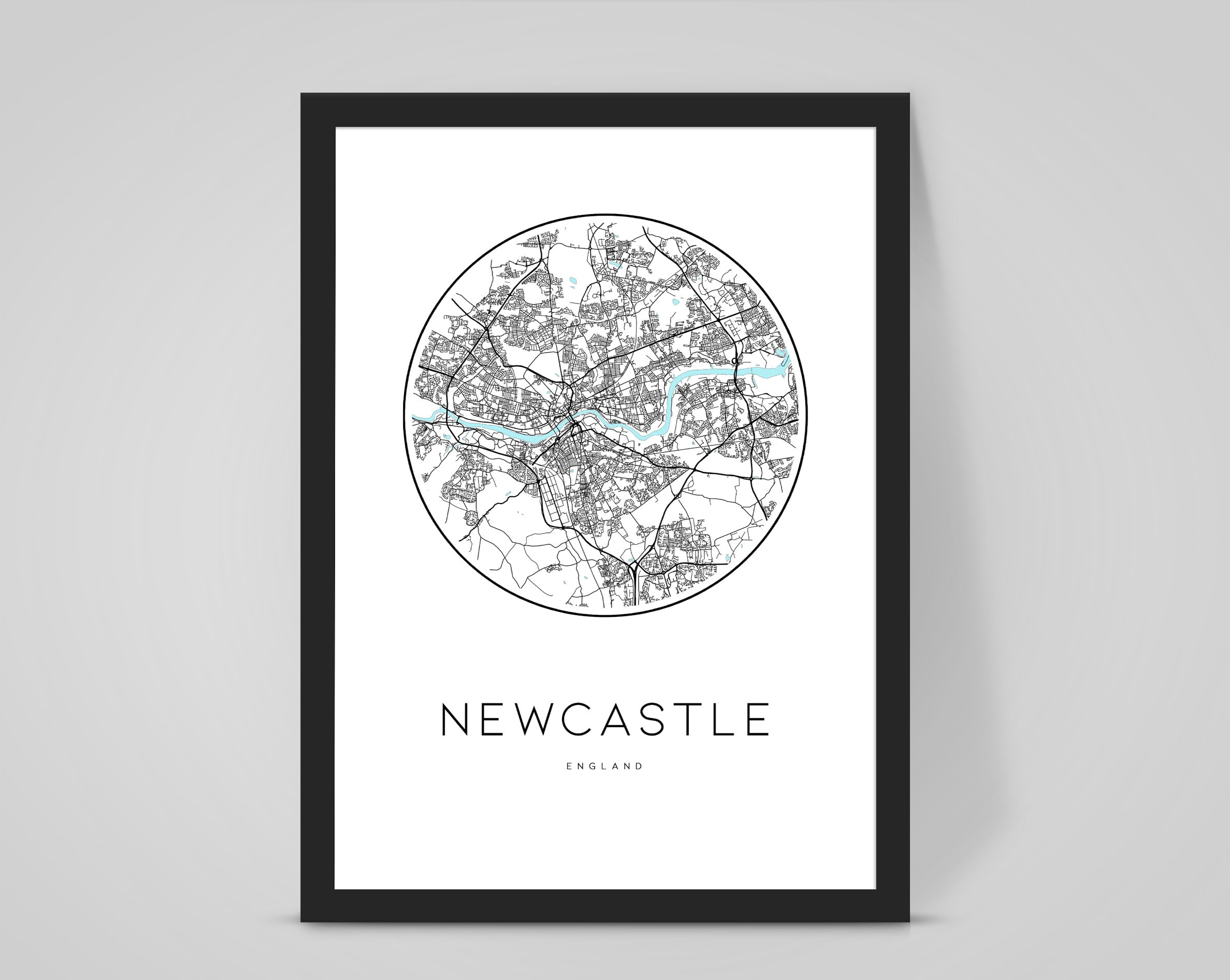 Personalised NEWCASTLE Custom City Map Poster Art -home Decor/wallart ...