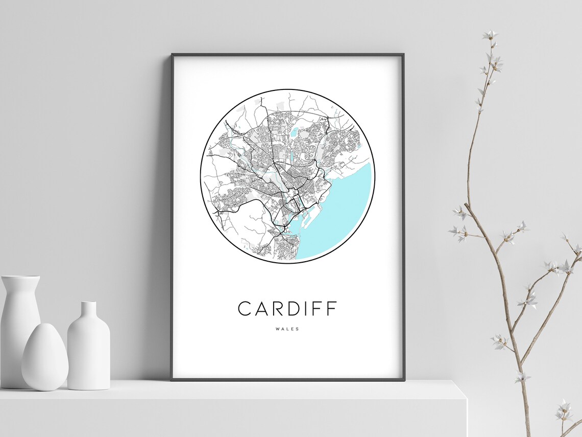 Personalised CARDIFF Wales Custom Map Poster Art home - Etsy UK