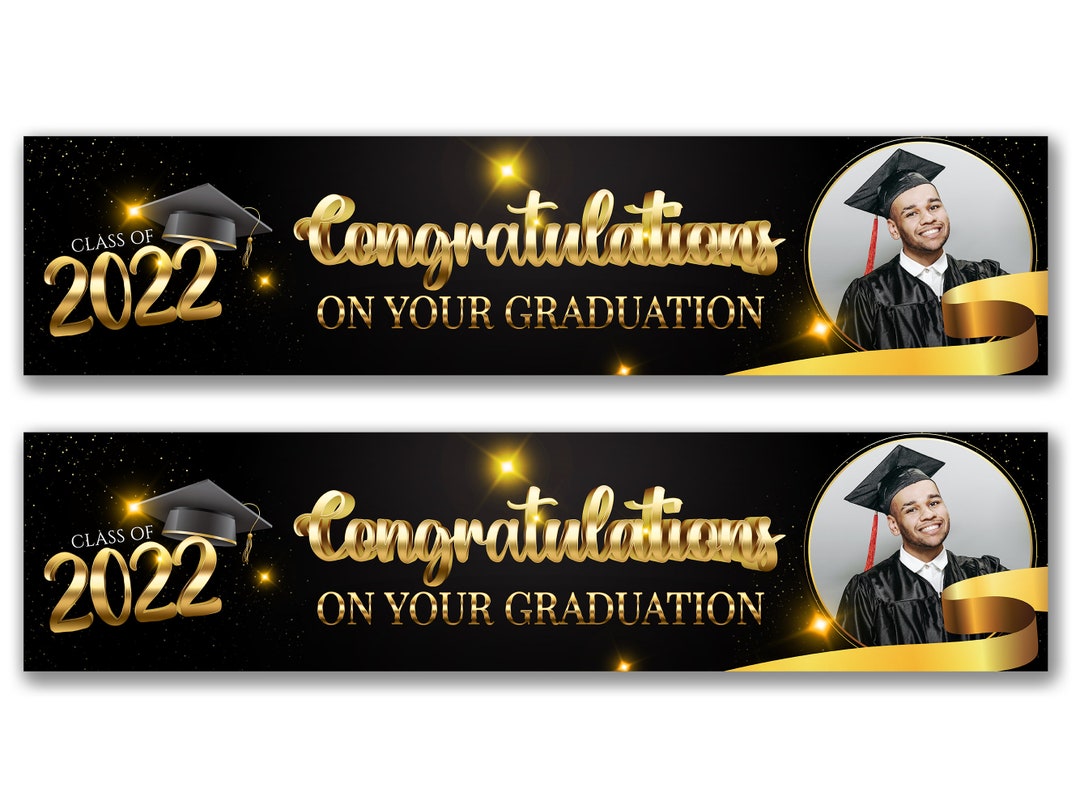 2 X Personalised Graduation Photo Banners - Any Name, Age and Occasion ...