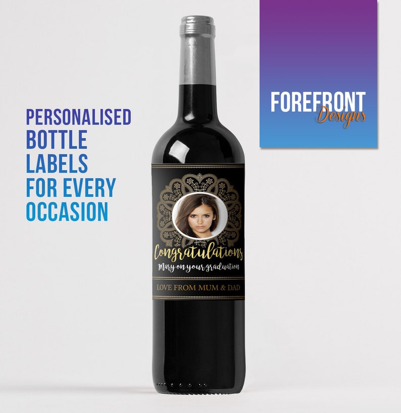 Congratulations Personalised Wine Bottle PHOTO Label-ideal - Etsy