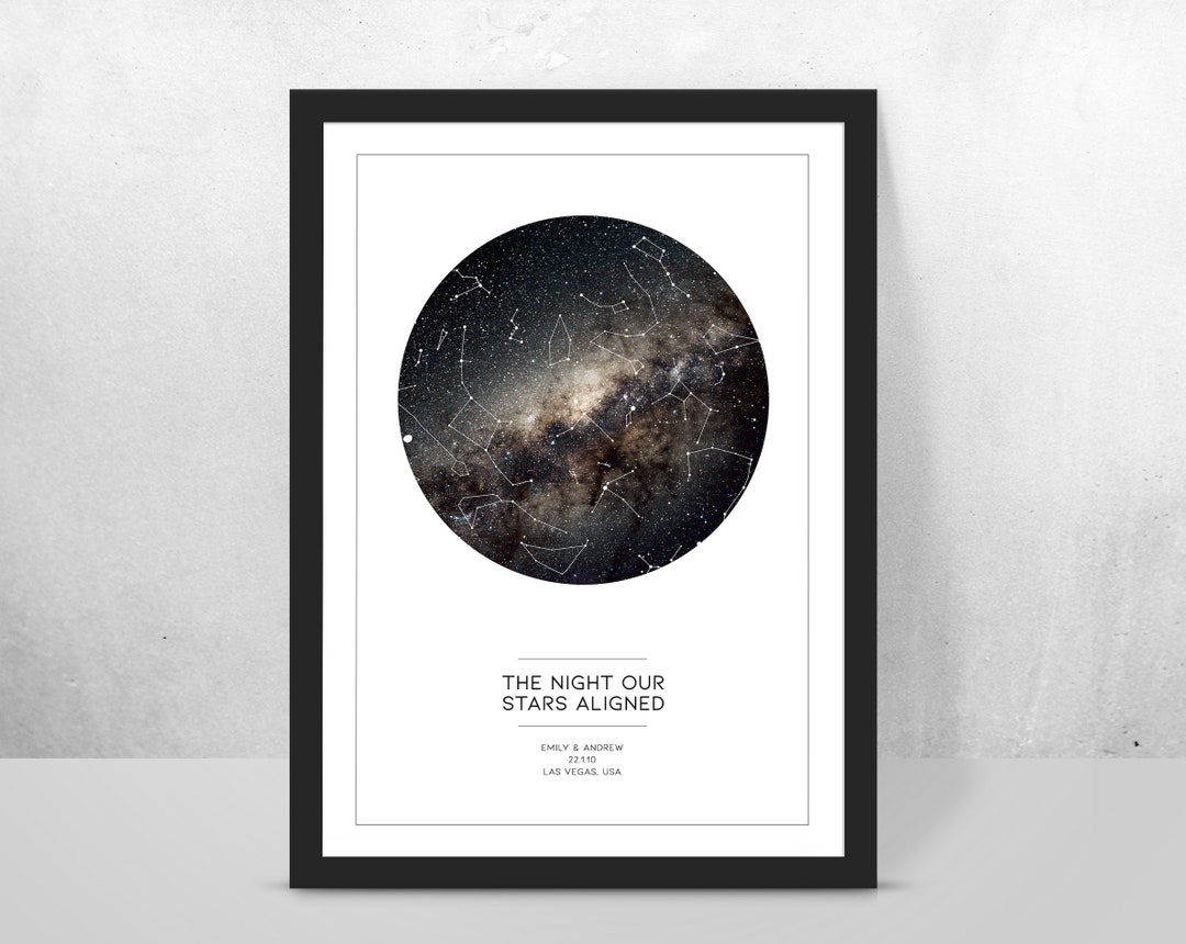 Personalised OUR STARS ALIGNED Couple Star Map/constellation Night Sky ...