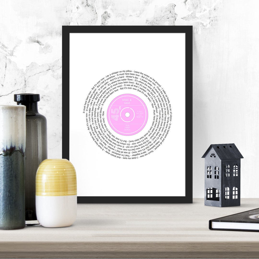 Custom Vinyl Lyric Music Print, First Dance Song, Personalised Record ...