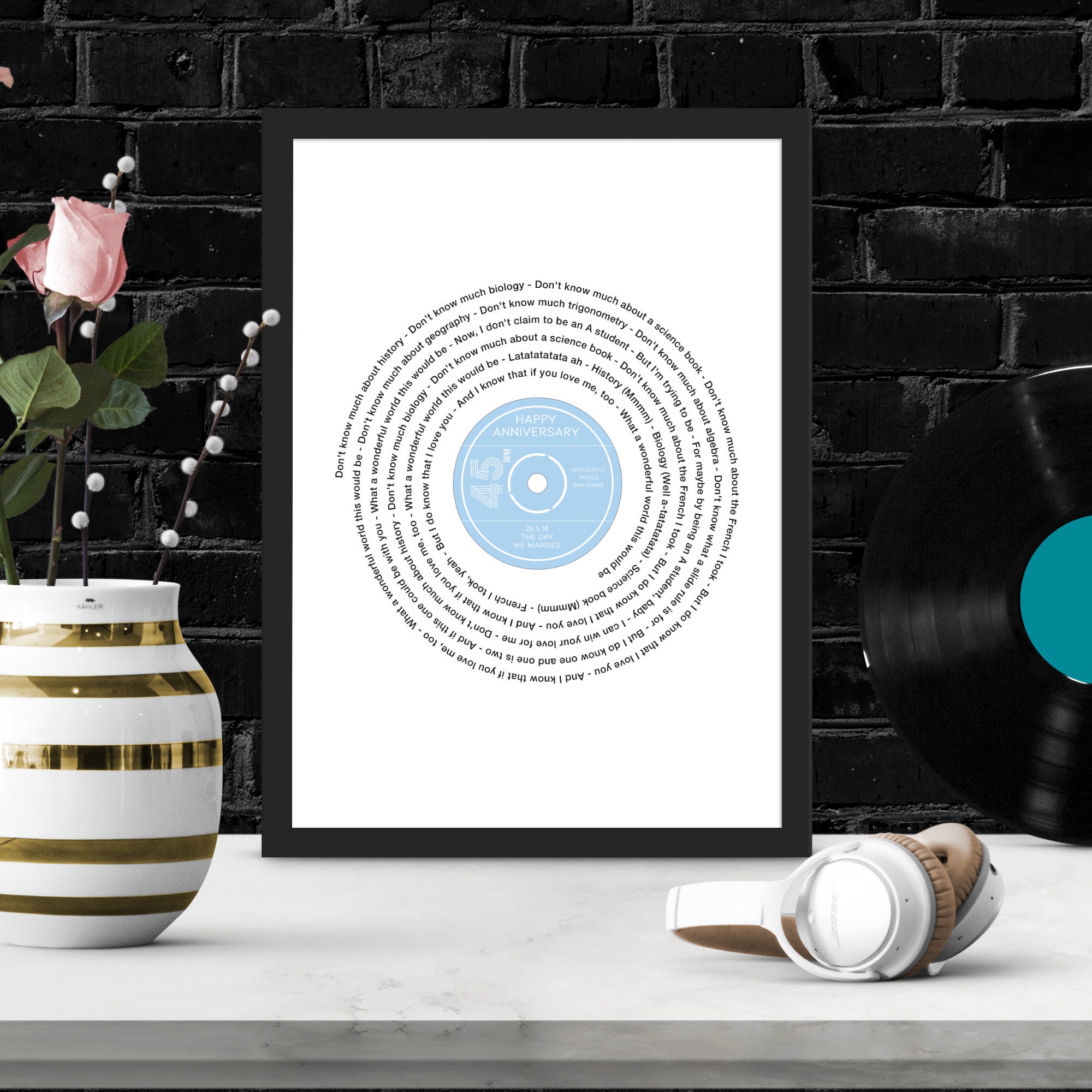 Favourite Song Vinyl Print Custom Vinyl Lyric Music Print First Dance ...