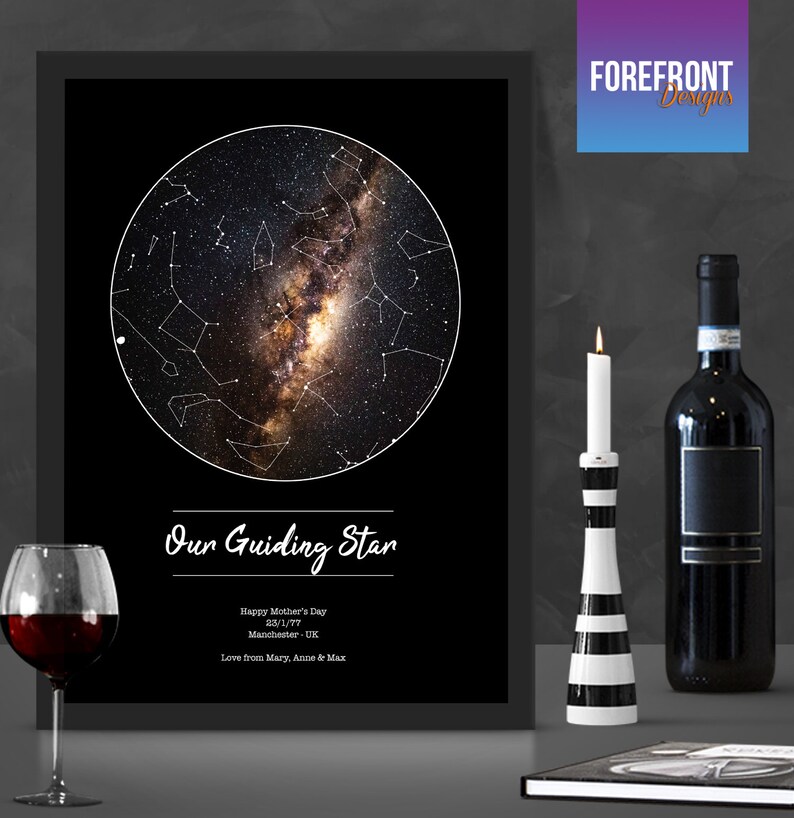 Personalised 'guiding Star' Mother's Day Star Map/constellation Night ...