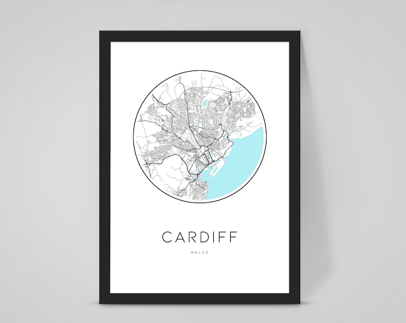 Personalised CARDIFF Wales Custom Map Poster Art home - Etsy UK