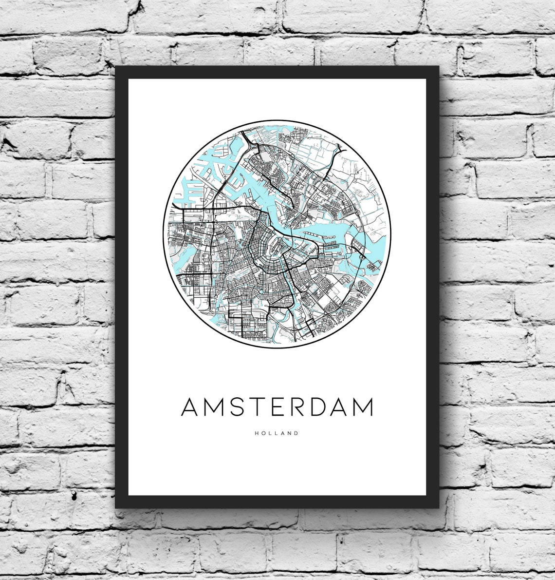 Personalised AMSTERDAM Netherlands Custom Map Poster Art -home Decor ...