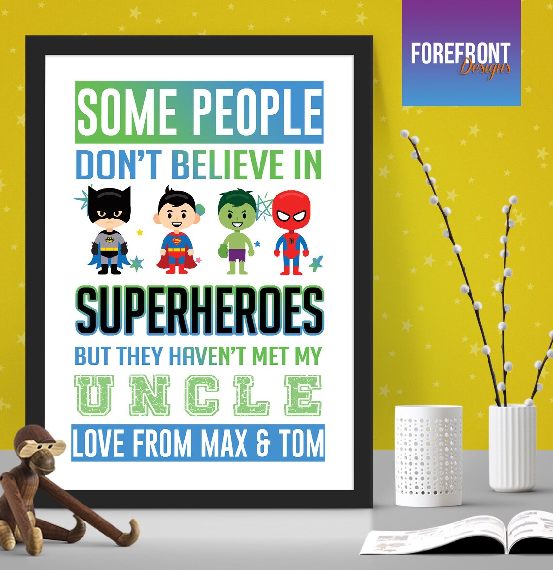 Personalised SUPERHERO UNCLE Print/gift Fantastic - Etsy