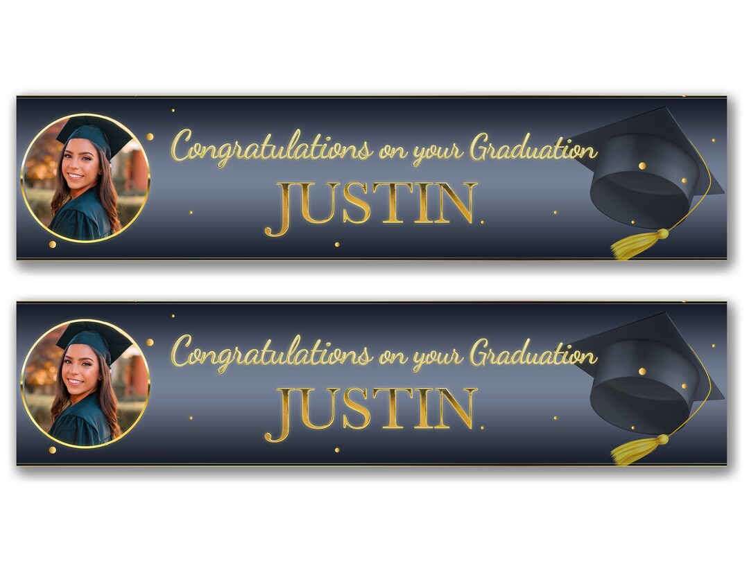 2 X Personalised Graduation Photo Banners - Any Name, Age and Occasion ...