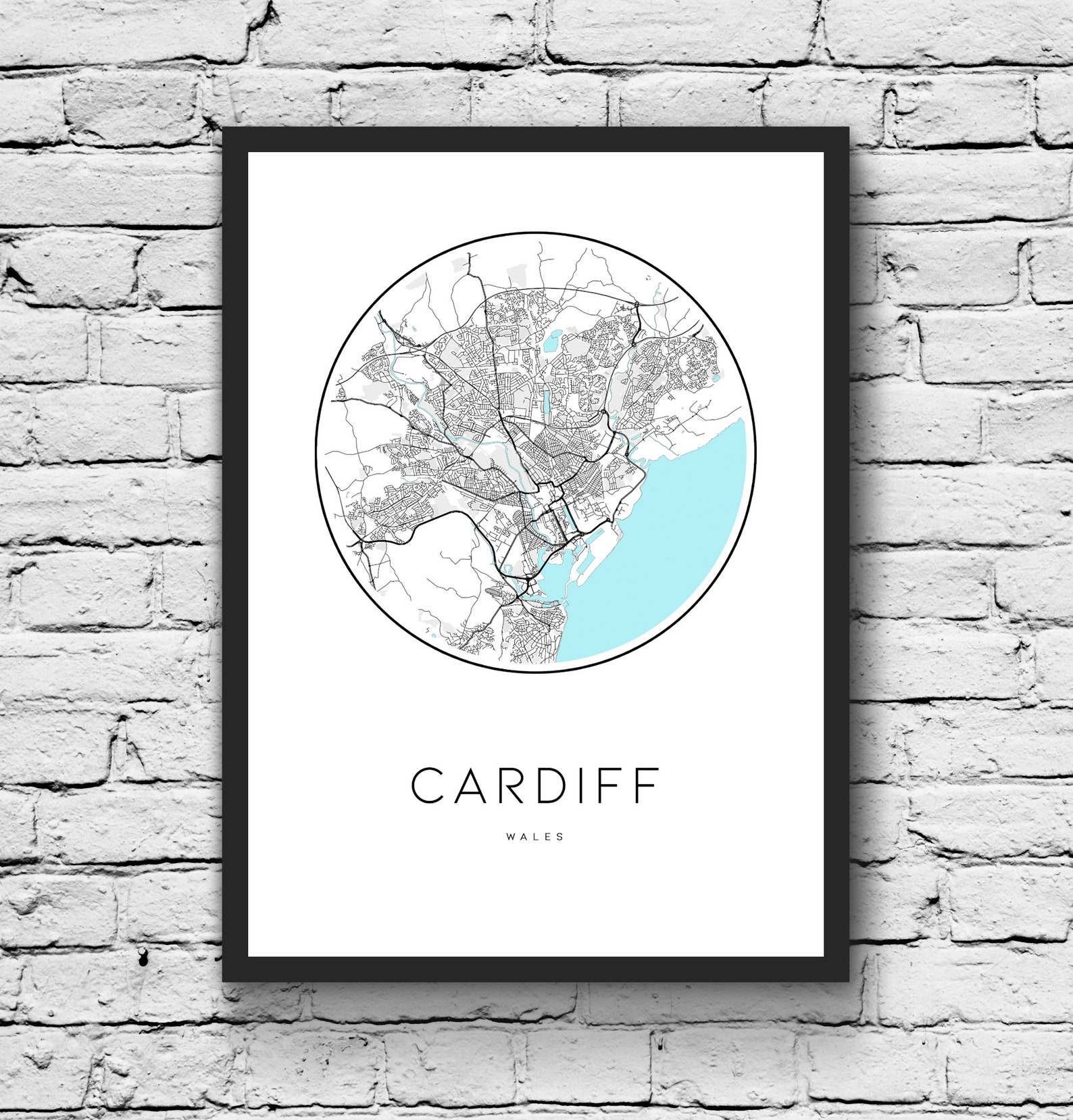 Personalised CARDIFF Wales Custom Map Poster Art home Decor/wallart ...