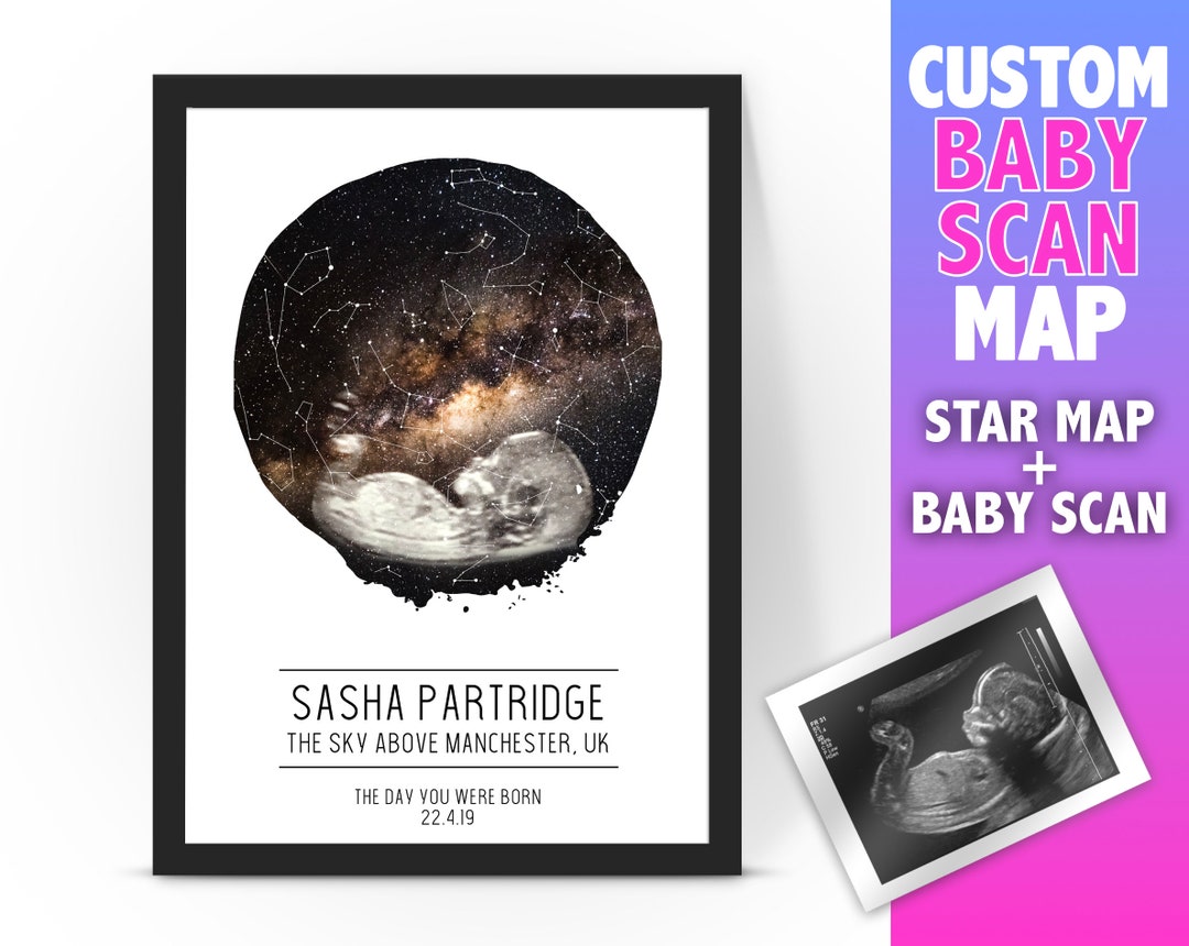 Personalised BABY SCAN Star Map /constellation Night Sky Map ...