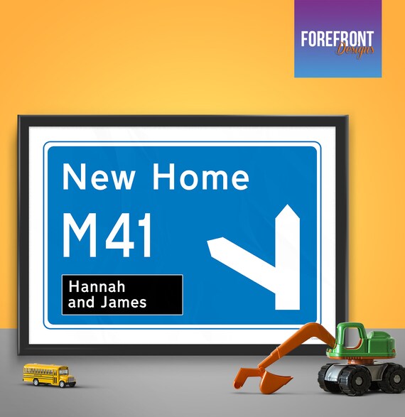 Personalised New Home Motorway Sign Print Fantastic Family/ | Etsy