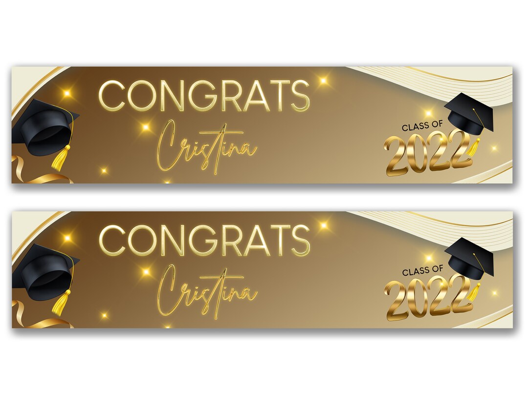 2 X Personalised Graduation Banners - Any Name, Age and Occasion Custom ...