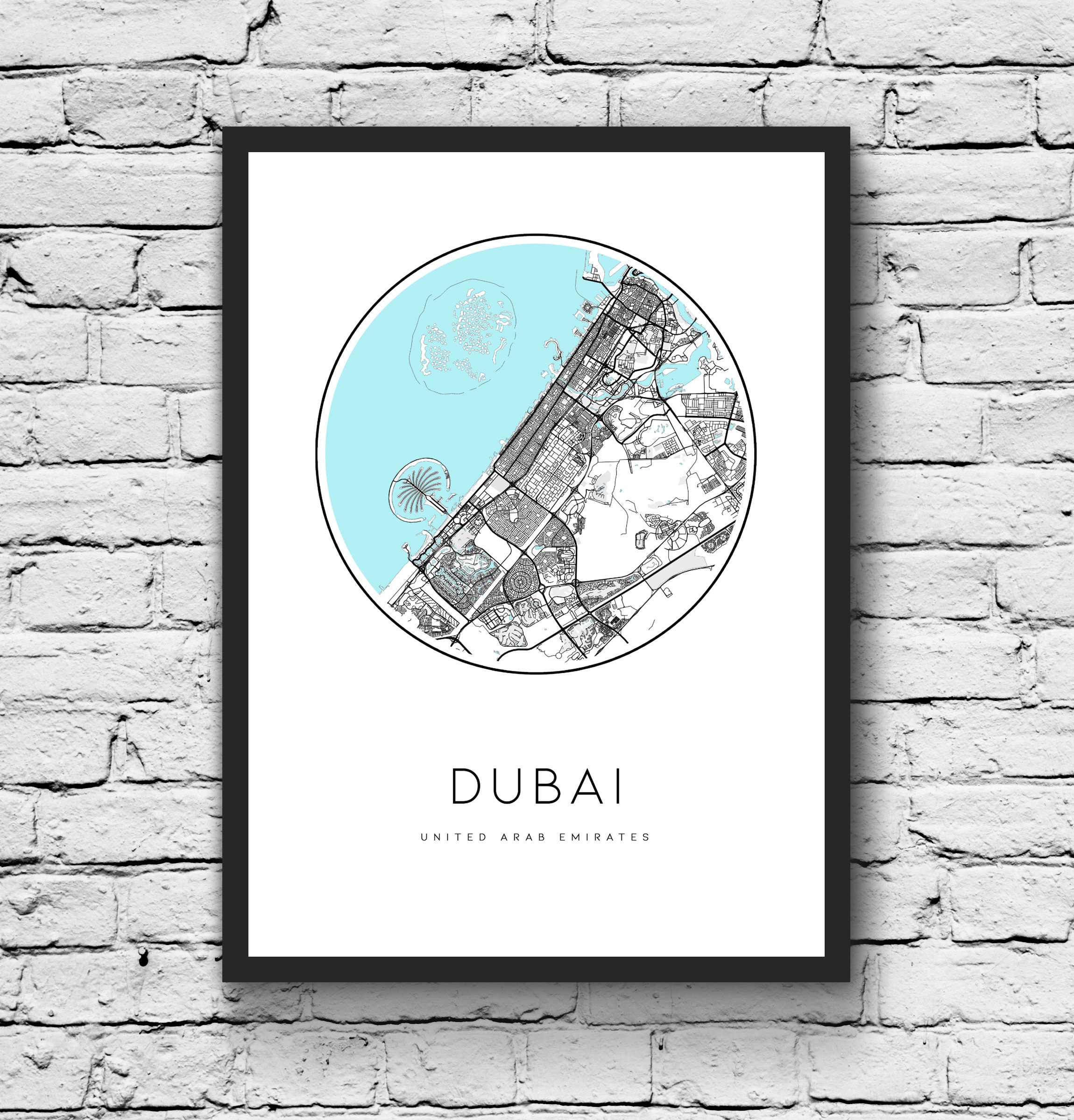 Personalised DUBAI Custom City Map Poster Art home - Etsy UK