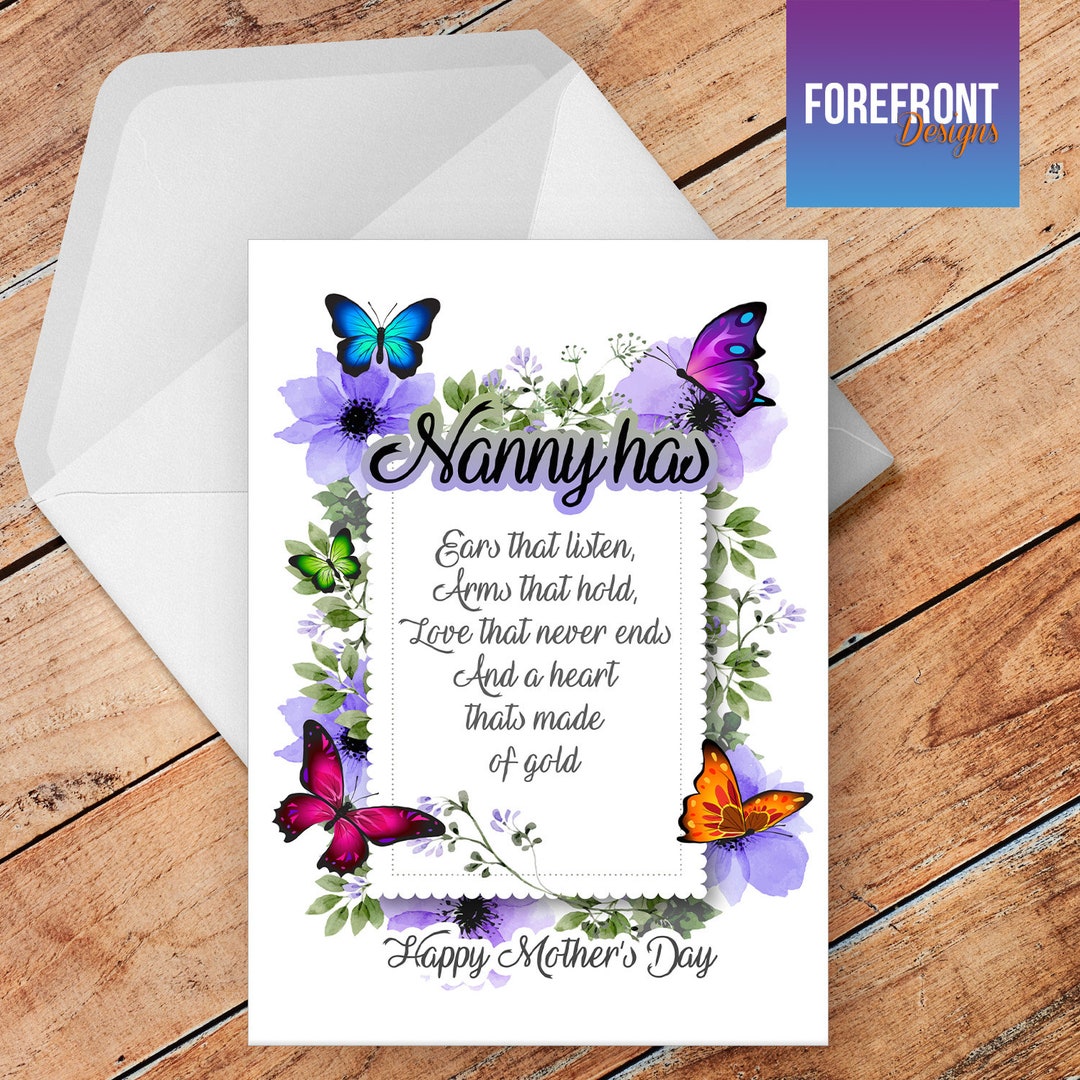 Personalised 'nanna/nanny' MOTHER'S DAY POEM Greeting Card -/grandma ...