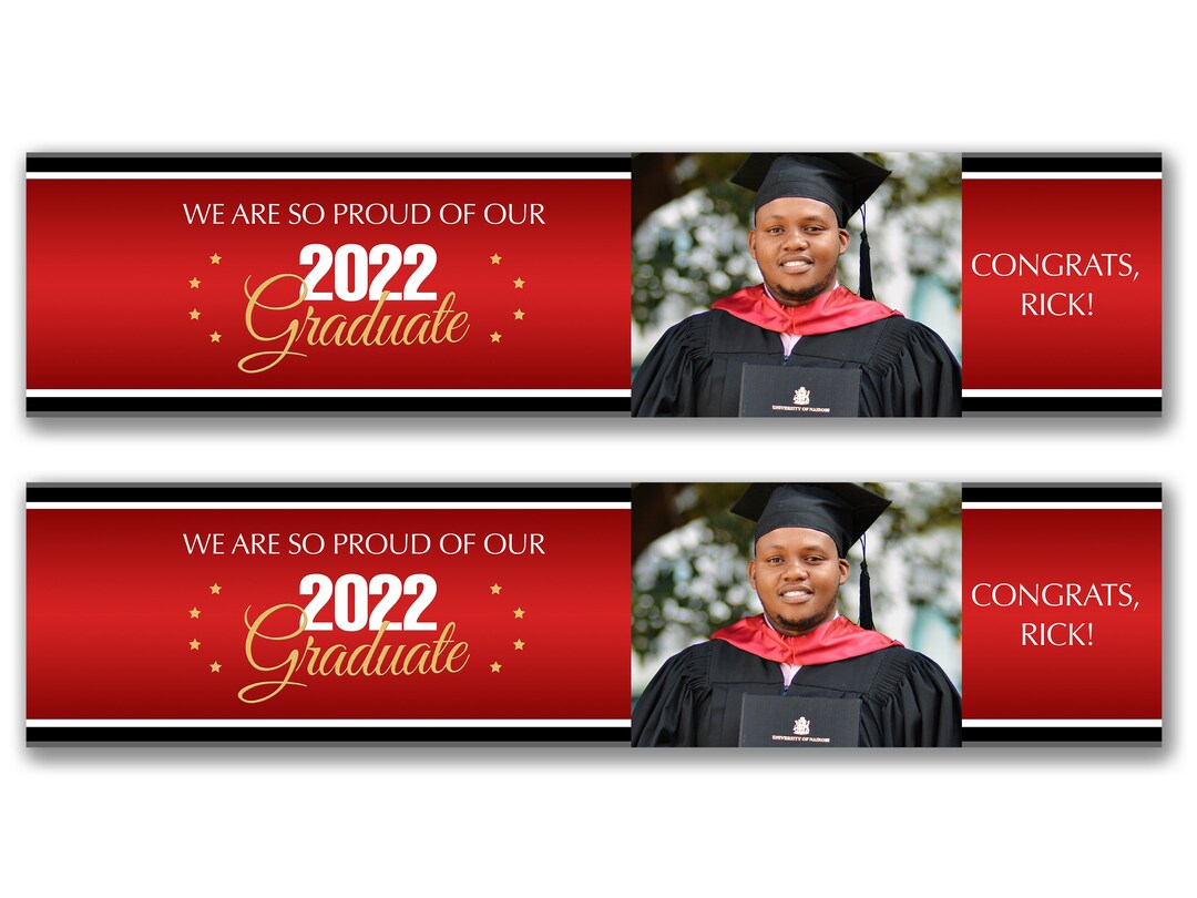 2 X Personalised Graduation Photo Banners - Any Name, Age and Occasion ...