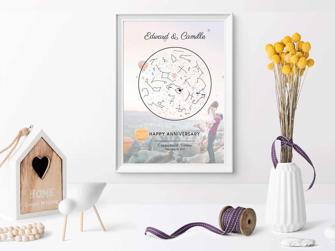 Personalised ANNIVERSARY Custom Star Map/constellation Night Sky Map ...
