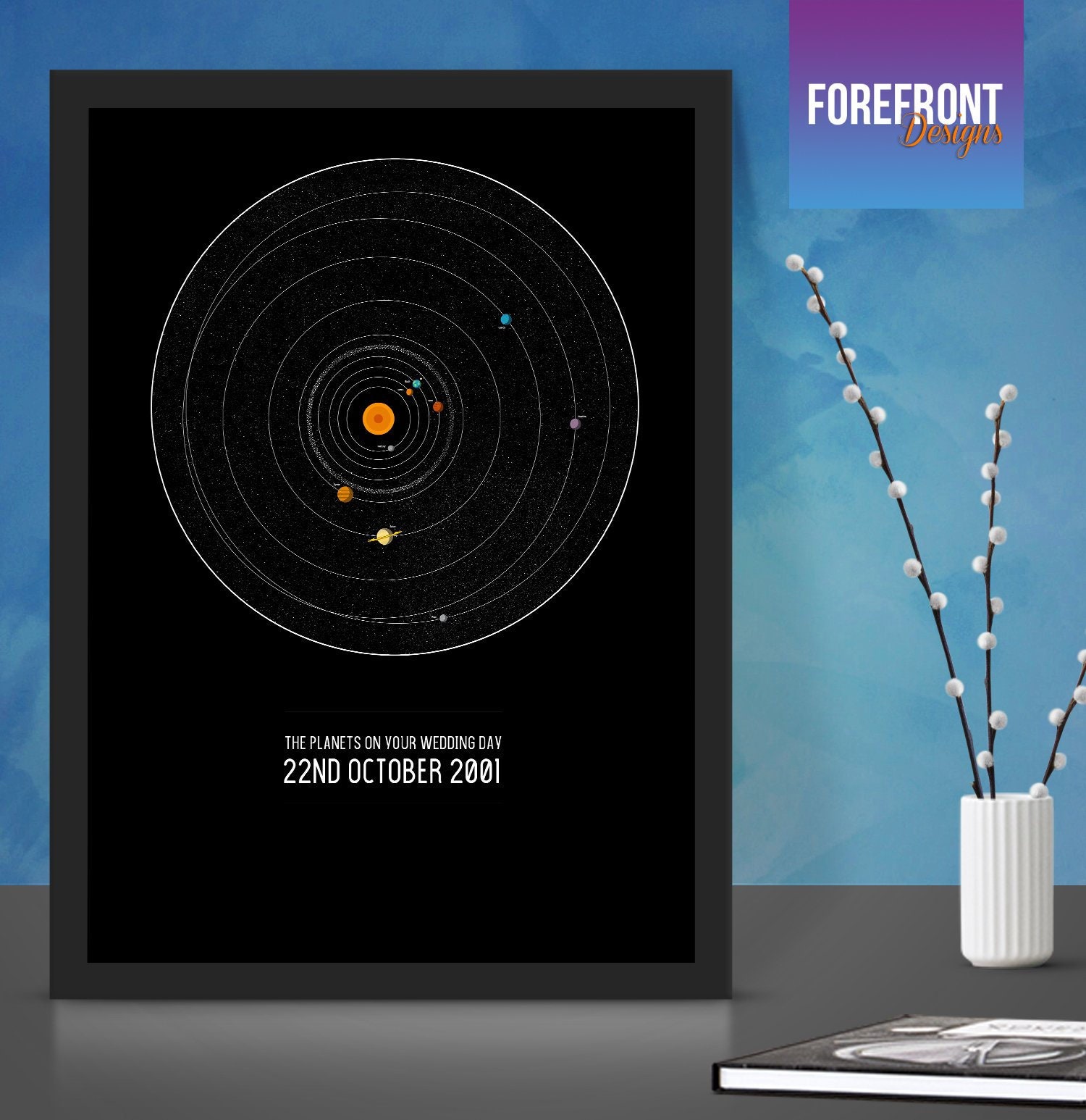 Personalised CUSTOM Wedding Solar System PLANET Map/print/art ...