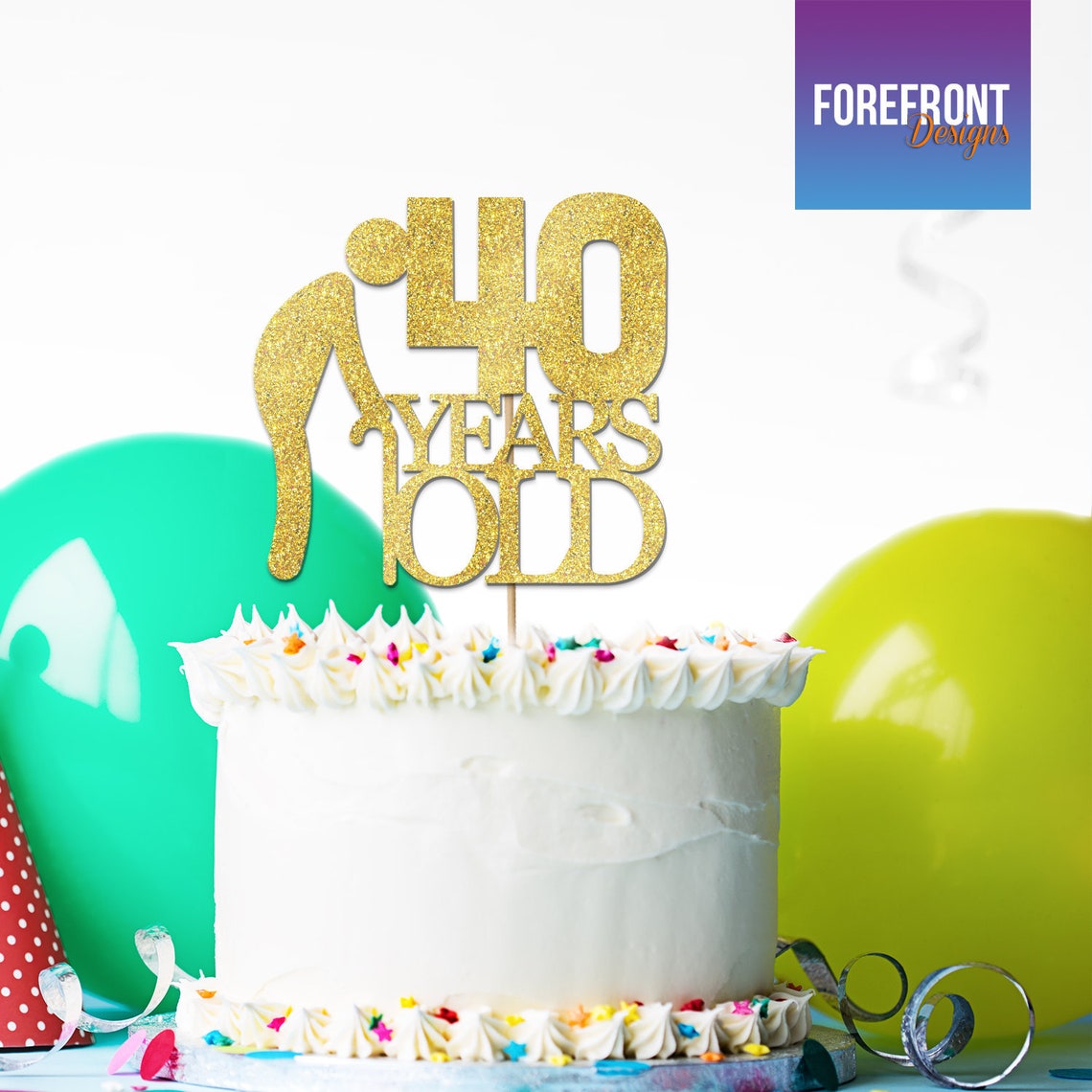 Personalised 40th OLD MAN Birthday GLITTER Cake Topper 12 - Etsy