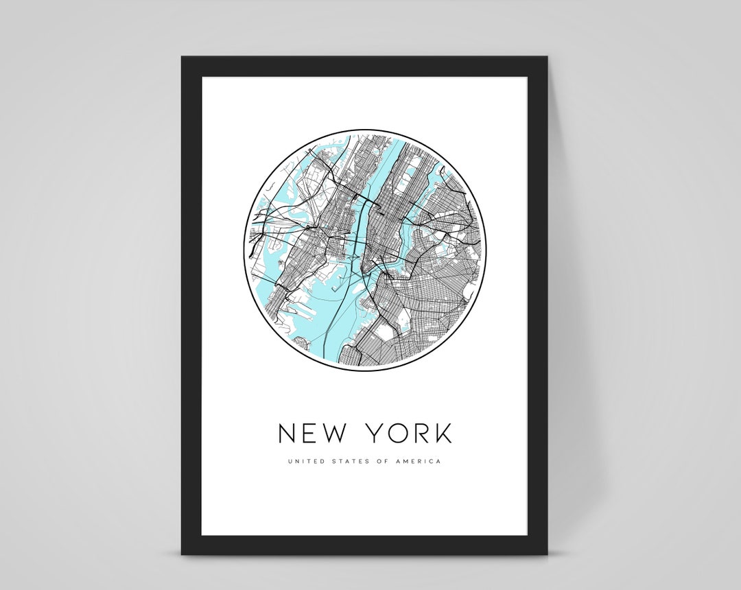 Personalised NEW YORK USA Custom City Map Poster Art -home Decor ...
