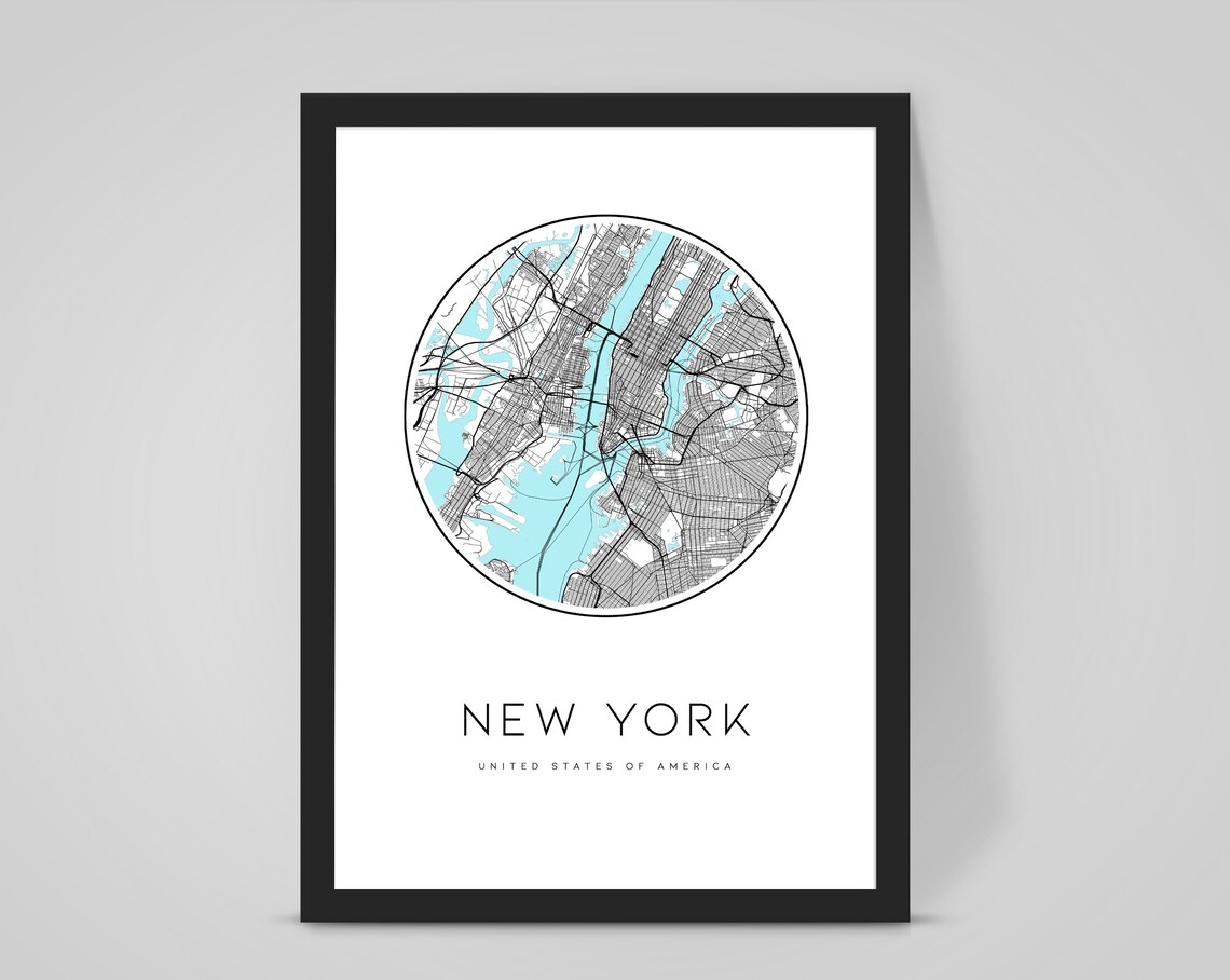 Personalised NEW YORK USA Custom City Map Poster Art -home Decor ...