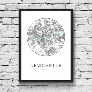 Personalised NEWCASTLE Custom City Map Poster Art -home Decor/wallart ...