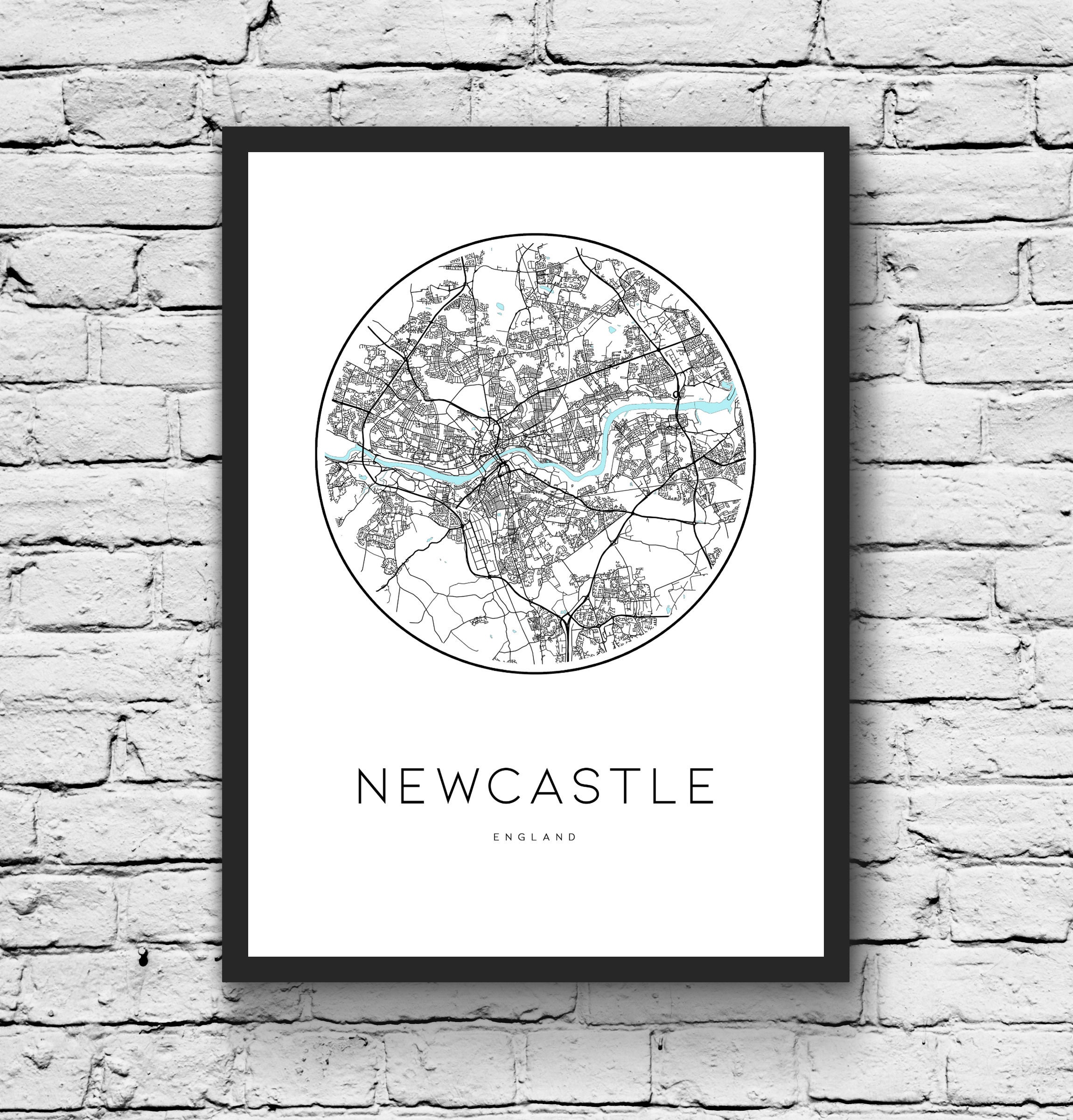 Personalised NEWCASTLE Custom City Map Poster Art home - Etsy