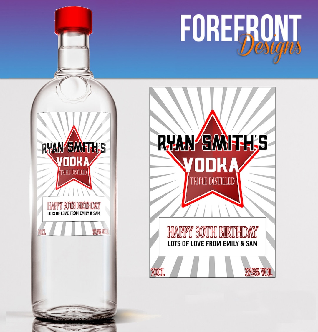 Personalised Vodka Bottle Label-ideal Celebration/birthday/wedding Gift ...