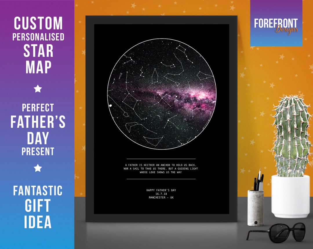 Personalised Guiding Light 'father's Day' Star Map/constellation Custom ...
