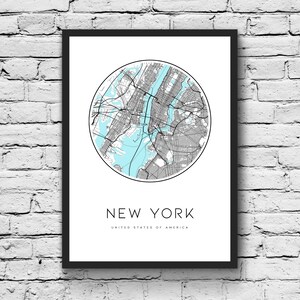 Personalised NEW YORK USA Custom City Map Poster Art -home Decor ...