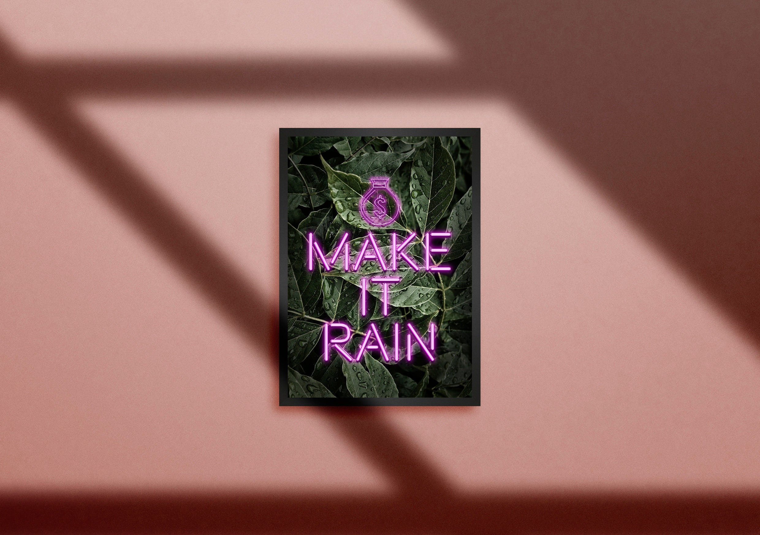 Personalised MAKE IT RAIN Neon Print/custom Quote Gift Art - Home Decor ...