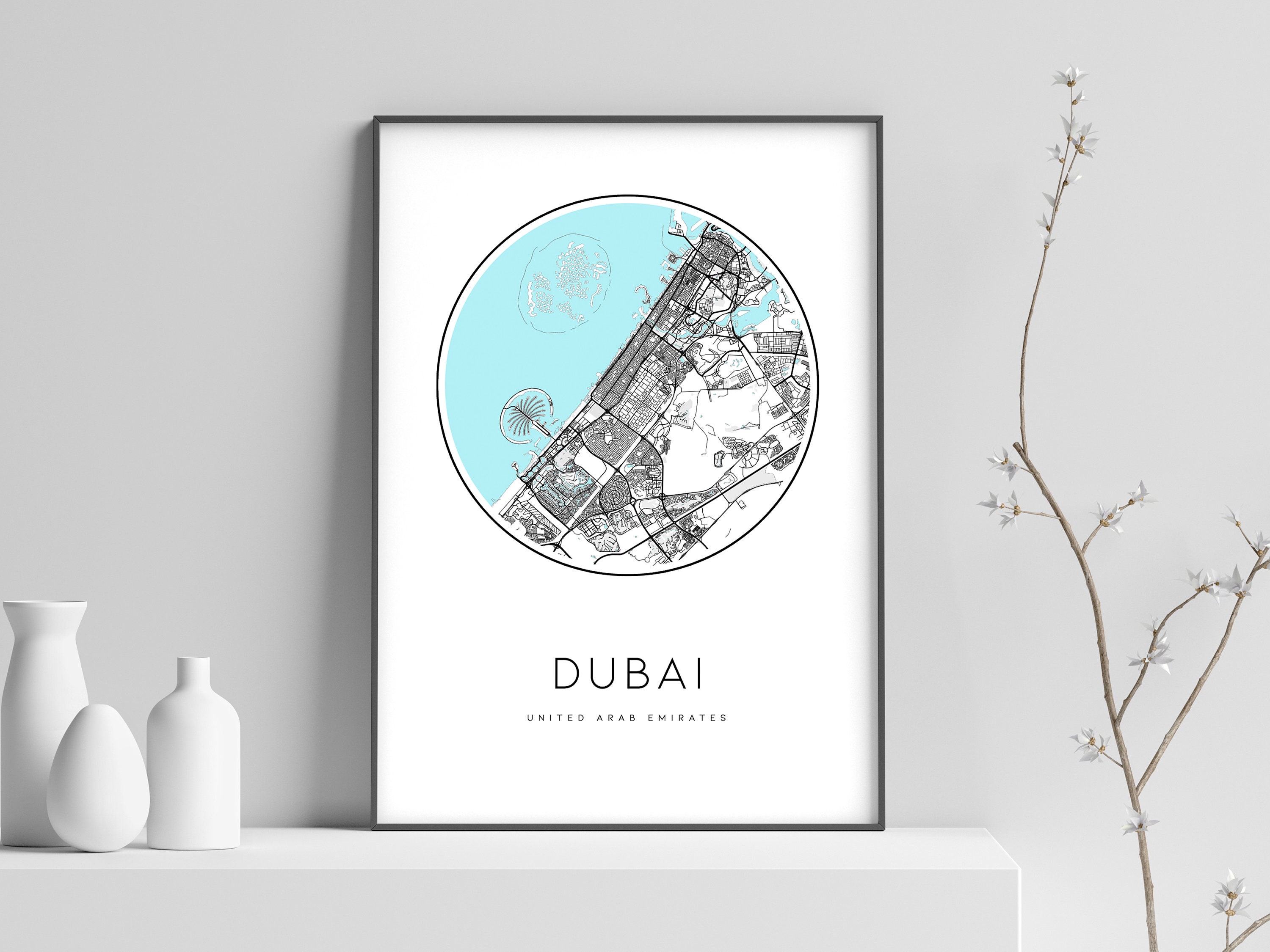 Personalised DUBAI Custom City Map Poster Art home - Etsy UK