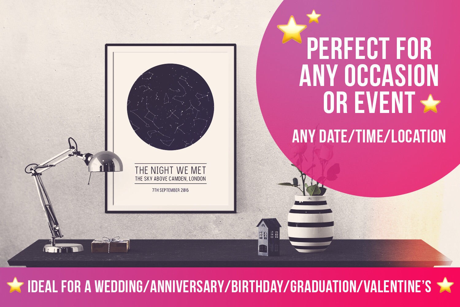 Personalised Our First Date Star Map/constellation Night Sky Map ...