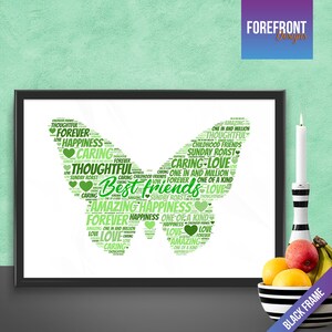 Personalised BEST FRIENDS Butterfly Wordart Print - Special Keepsake ...