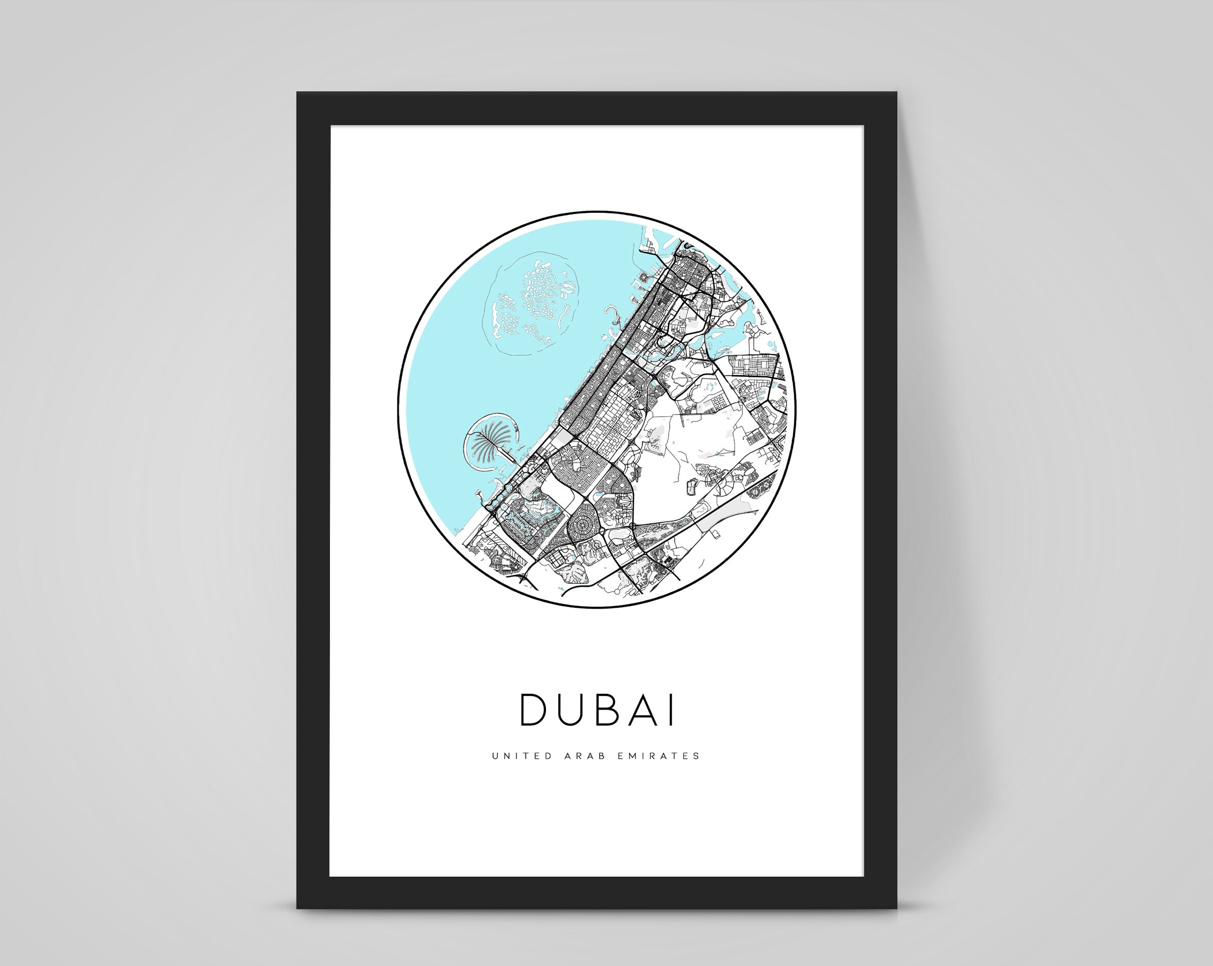 Personalised DUBAI Custom City Map Poster Art home - Etsy UK