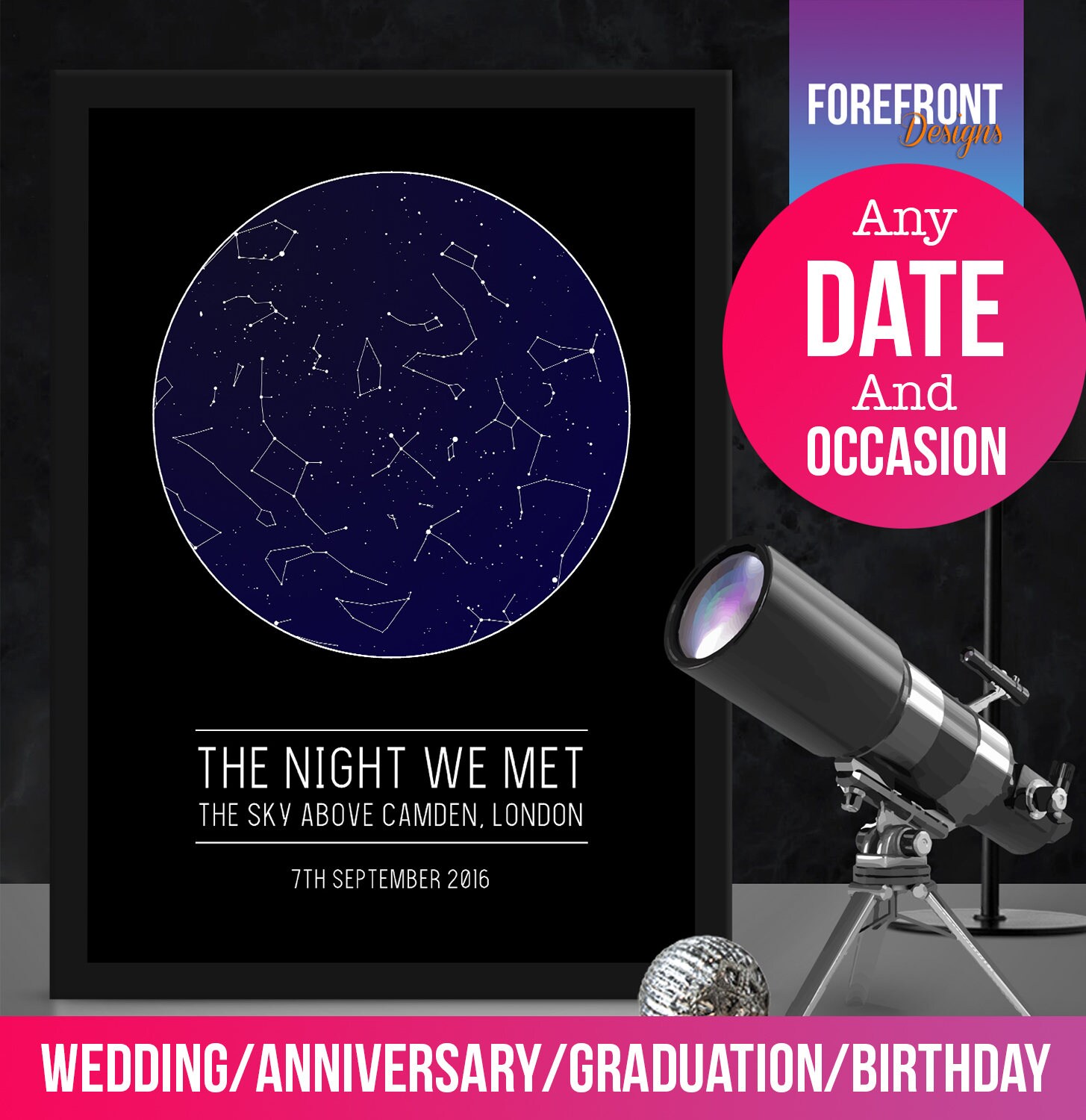 Personalised the Night We Met Star Map/constellation Night Sky Map ...