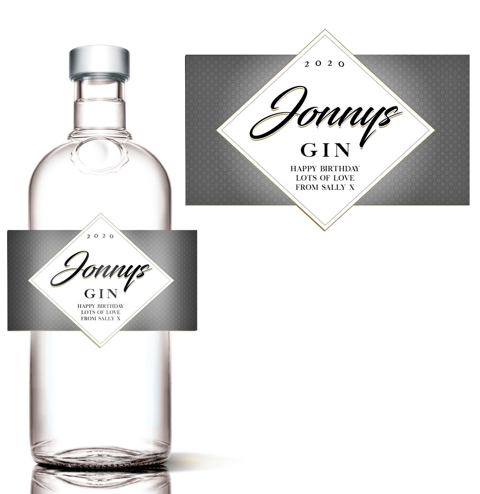 Personalised GIN Bottle Label-ideal Celebration/anniversary/birthday ...