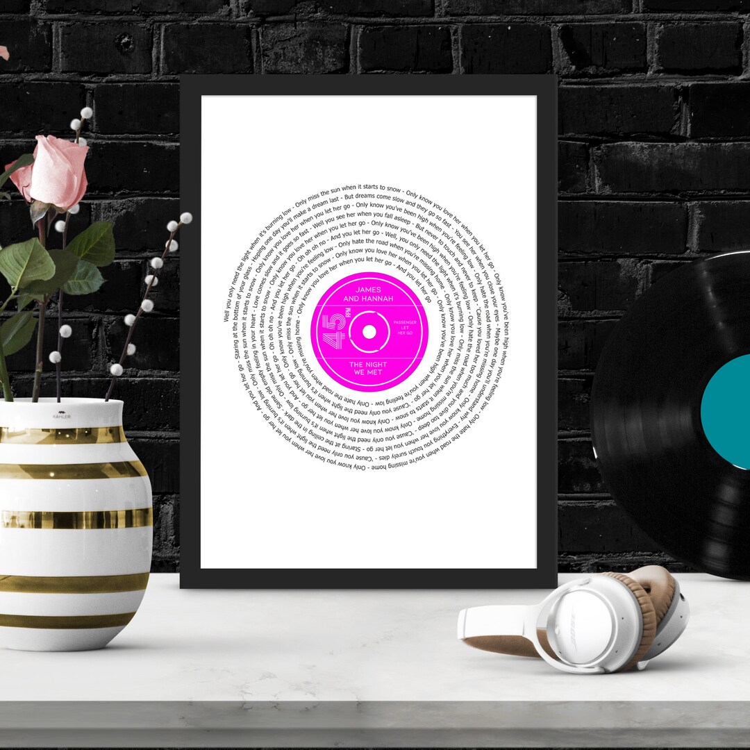 Custom Vinyl Lyric Music Print, First Dance Song, Personalised Record ...