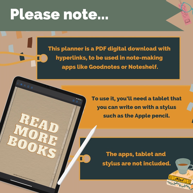 Digital Book Journal, PDF Reading Log for Goodnotes and Notability ...