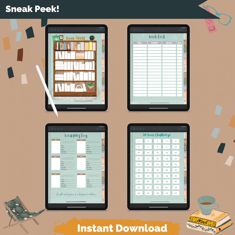 Digital Book Journal, PDF Reading Log for Goodnotes and Notability ...