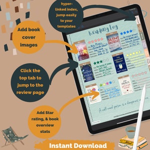 Digital Book Journal, PDF Reading Log for Goodnotes and Notability ...