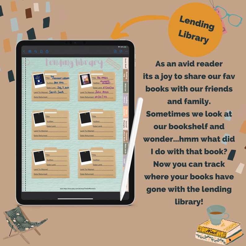 Digital Book Journal, PDF Reading Log for Goodnotes and Notability ...