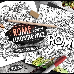 ROME Digital Coloring Page/ Italian Adult Coloring/ Around the - Etsy